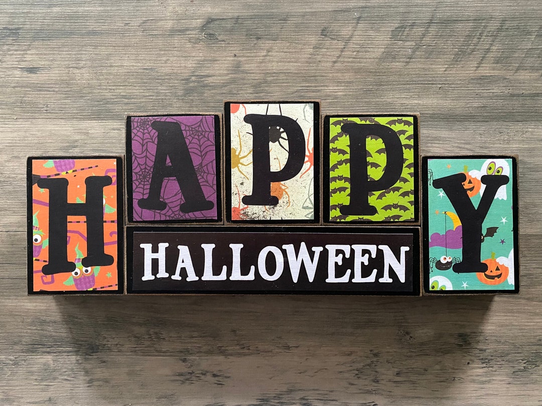 Halloween Decor, Halloween Sign, Wood Halloween Blocks, Wood Halloween ...