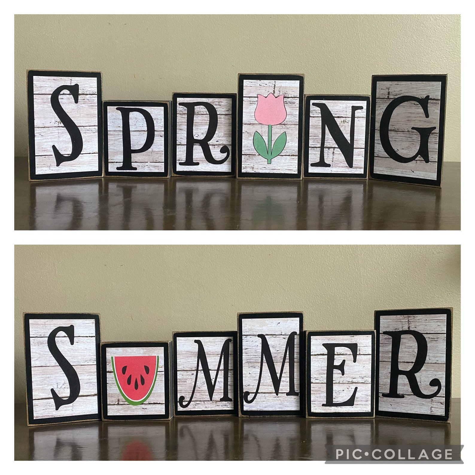 Wood Spring Blocks Reversible Sign Spring Decor Spring - Etsy