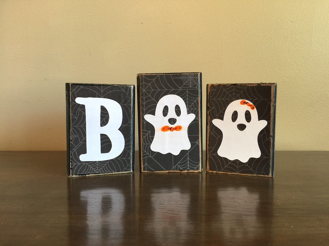 Wood Boo Blocks - Wood Halloween Blocks - Seasonal Decor, Halloween ...