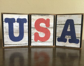 Wood USA Blocks July 4th/independence Day/summer/american | Etsy