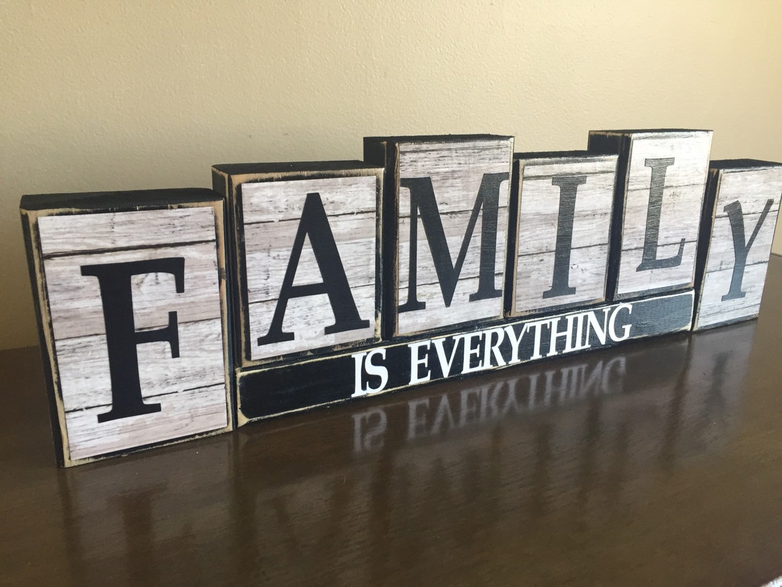 Farmhouse decor Rustic decor Wood Block Sign Family is | Etsy