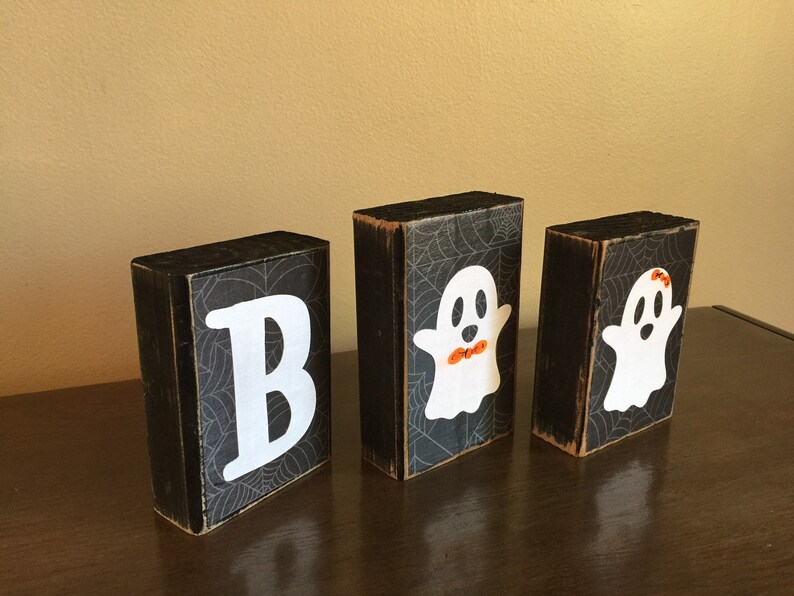 Wood Boo Blocks Wood Halloween Blocks Seasonal Decor - Etsy