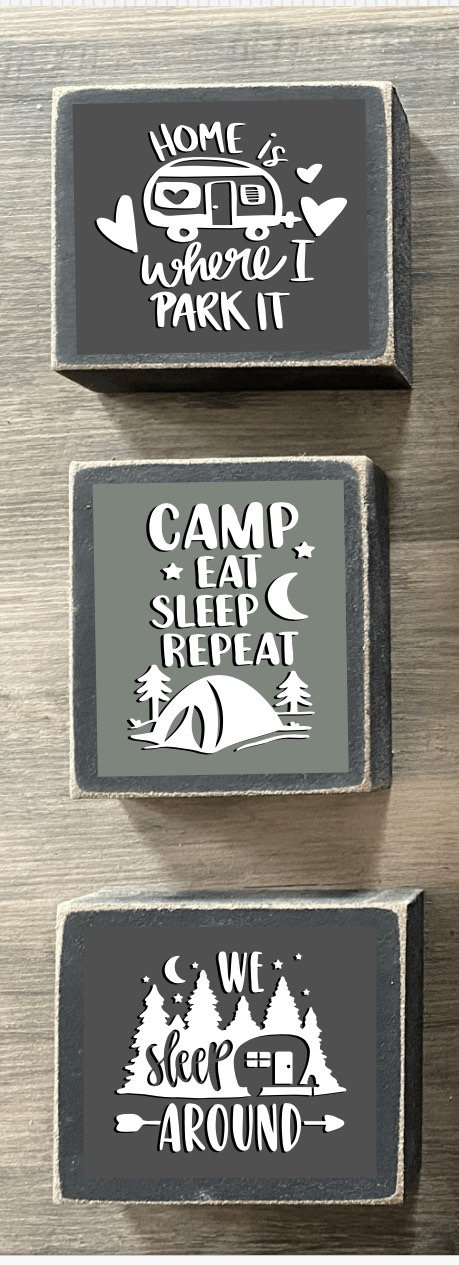 Camping Decor, Summer Decor, Tiered Tray Decor, Mini Camping Sign ...
