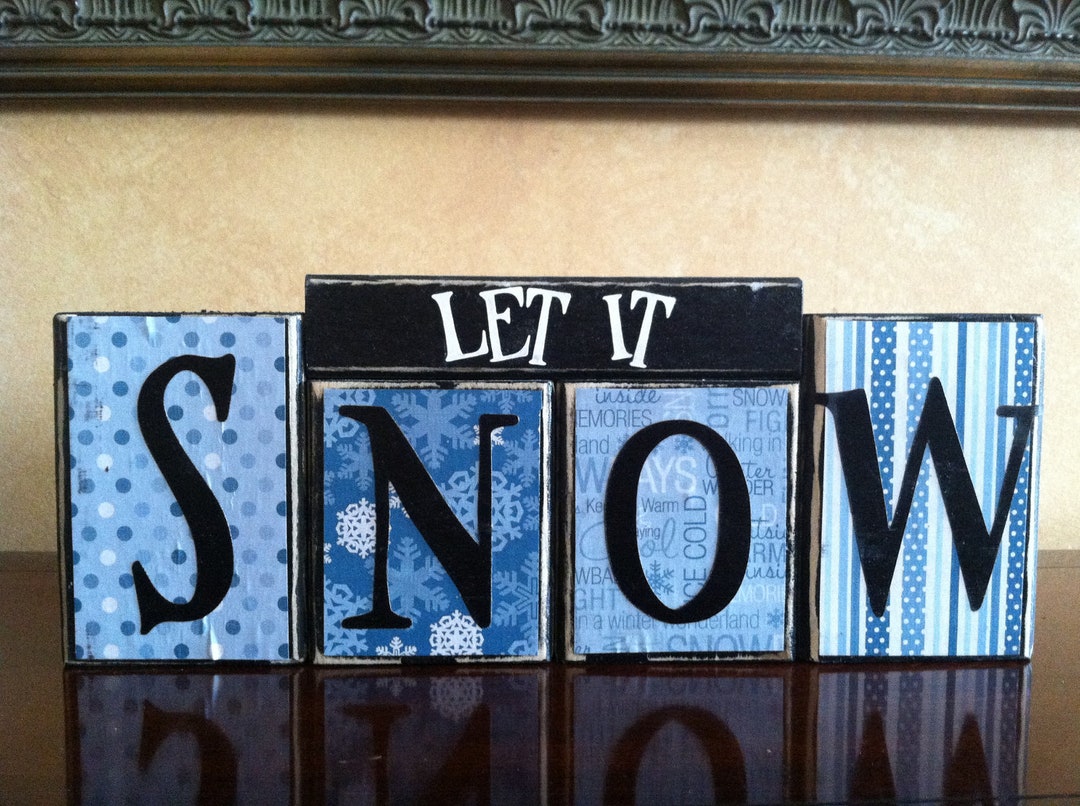 Wood LET IT SNOW Block Set - Wood Sign - Seasonal Winter Home Decor - Etsy