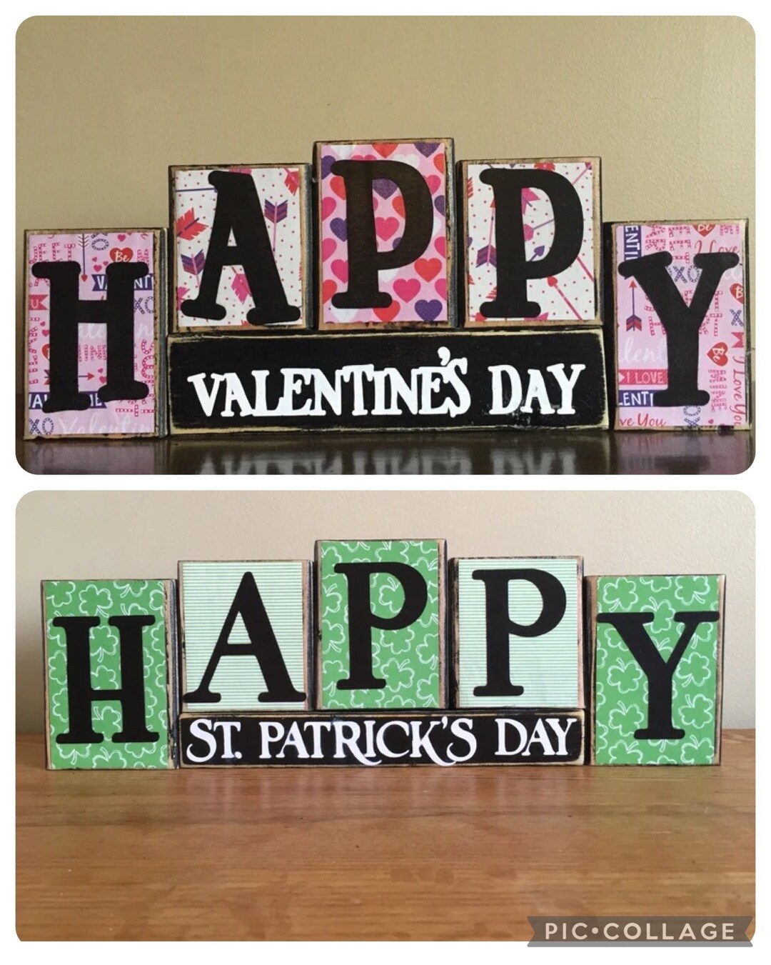 REVERSIBLE!! Valentines Day Decor, St Patrick’s Blocks, Wood Valentines ...