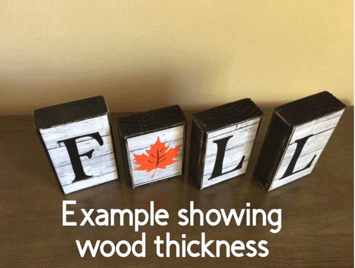 Wood Fall Blocks Wood Fall Decor Halloween Decor Fall Leaf - Etsy