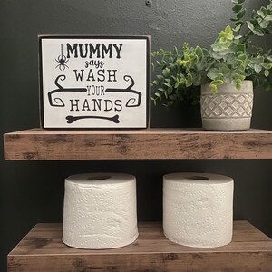 Halloween Bathroom Decor, Halloween Sign, Block Sign, Halloween Tiered ...