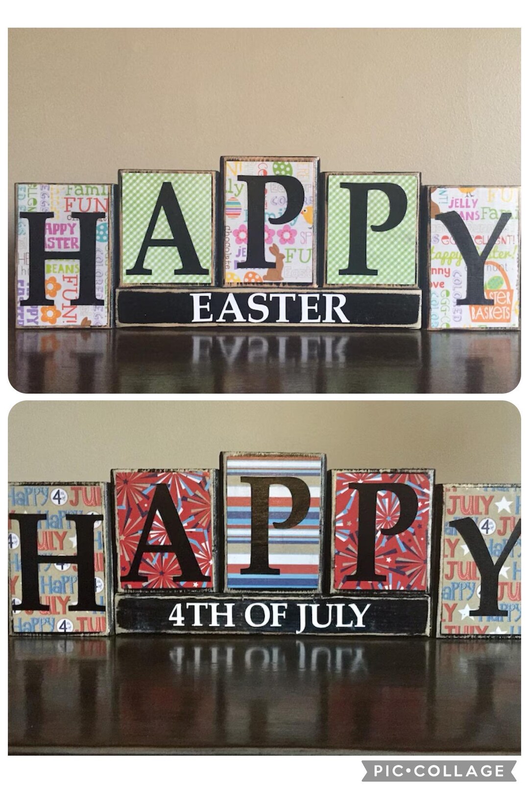Reversible Easter and July 4th Sign, Happy Easter Sign, Patriotic Decor ...