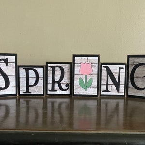Wood Spring Blocks, Reversible Sign, Spring Decor, Spring Decoration ...