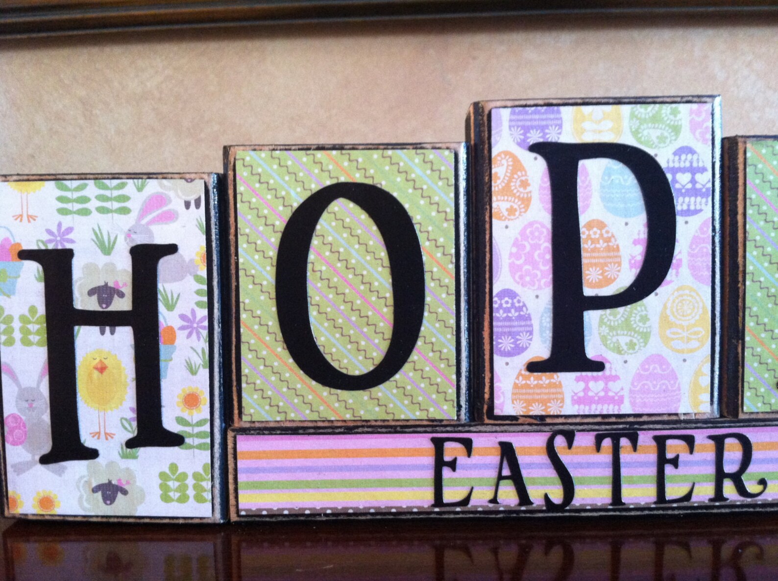 Easter Decor Wood Happy Easter Block Sign Hoppy Easter Sign | Etsy