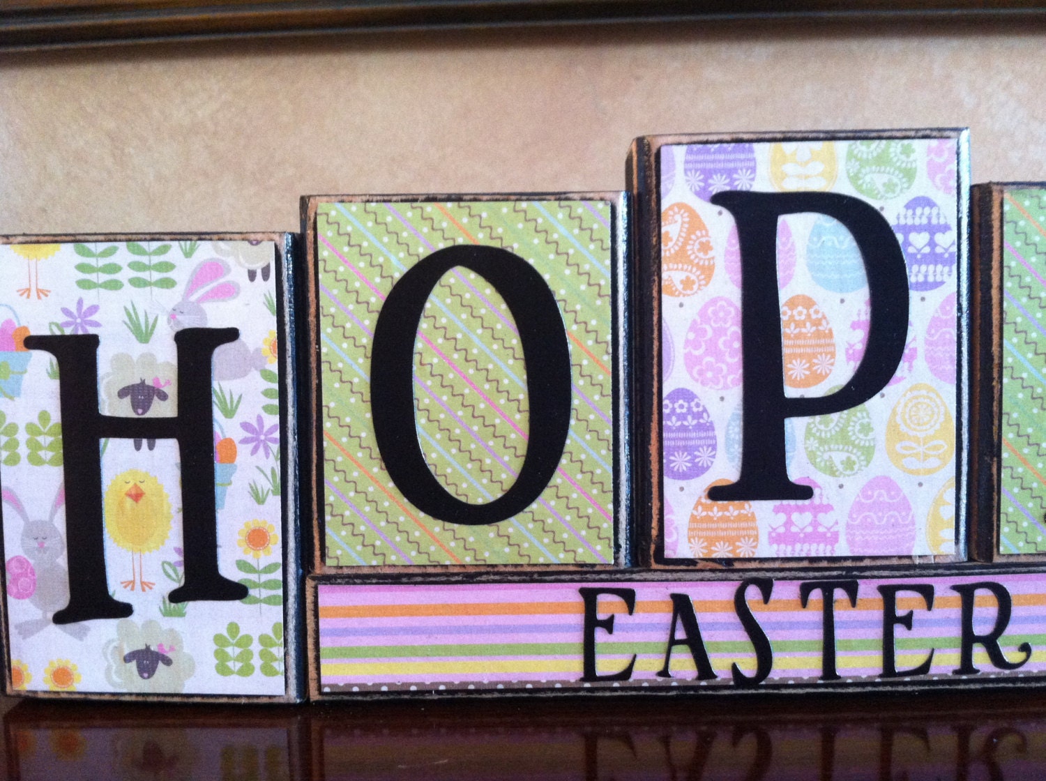 Easter Decor Wood Happy Easter Block Sign Hoppy Easter Sign | Etsy