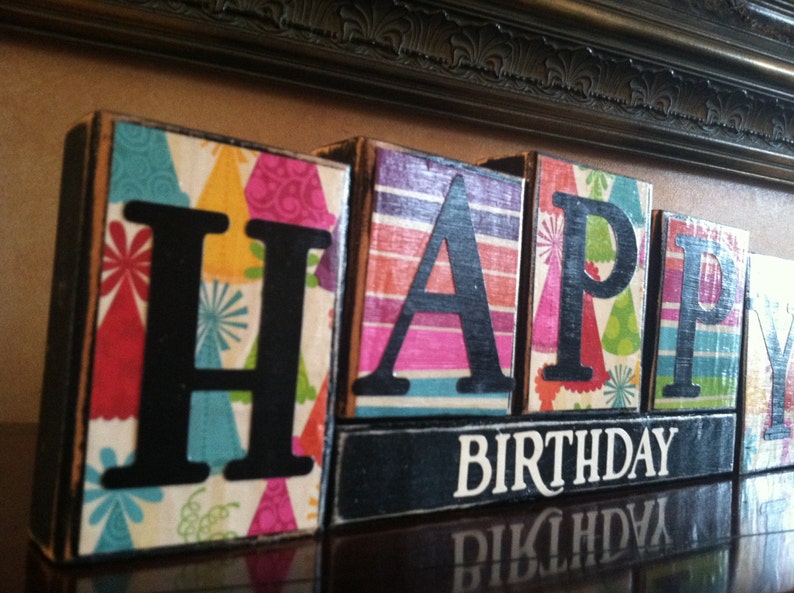 HAPPY BIRTHDAY Wood Block Sign / Kid's Birthday Party Home - Etsy