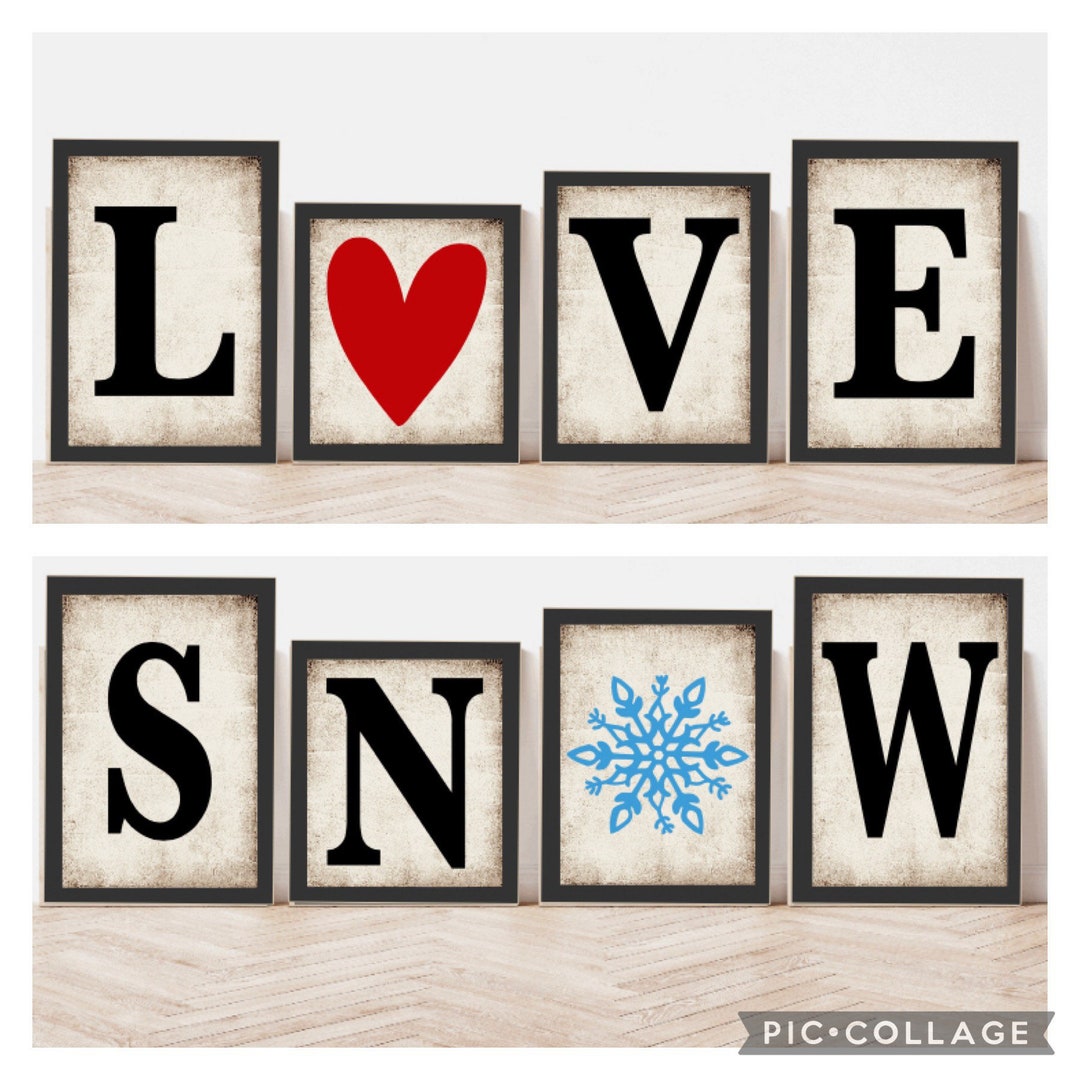Valentine's Day Decor, REVERSIBLE Love/snow Blocks, Winter Decor ...