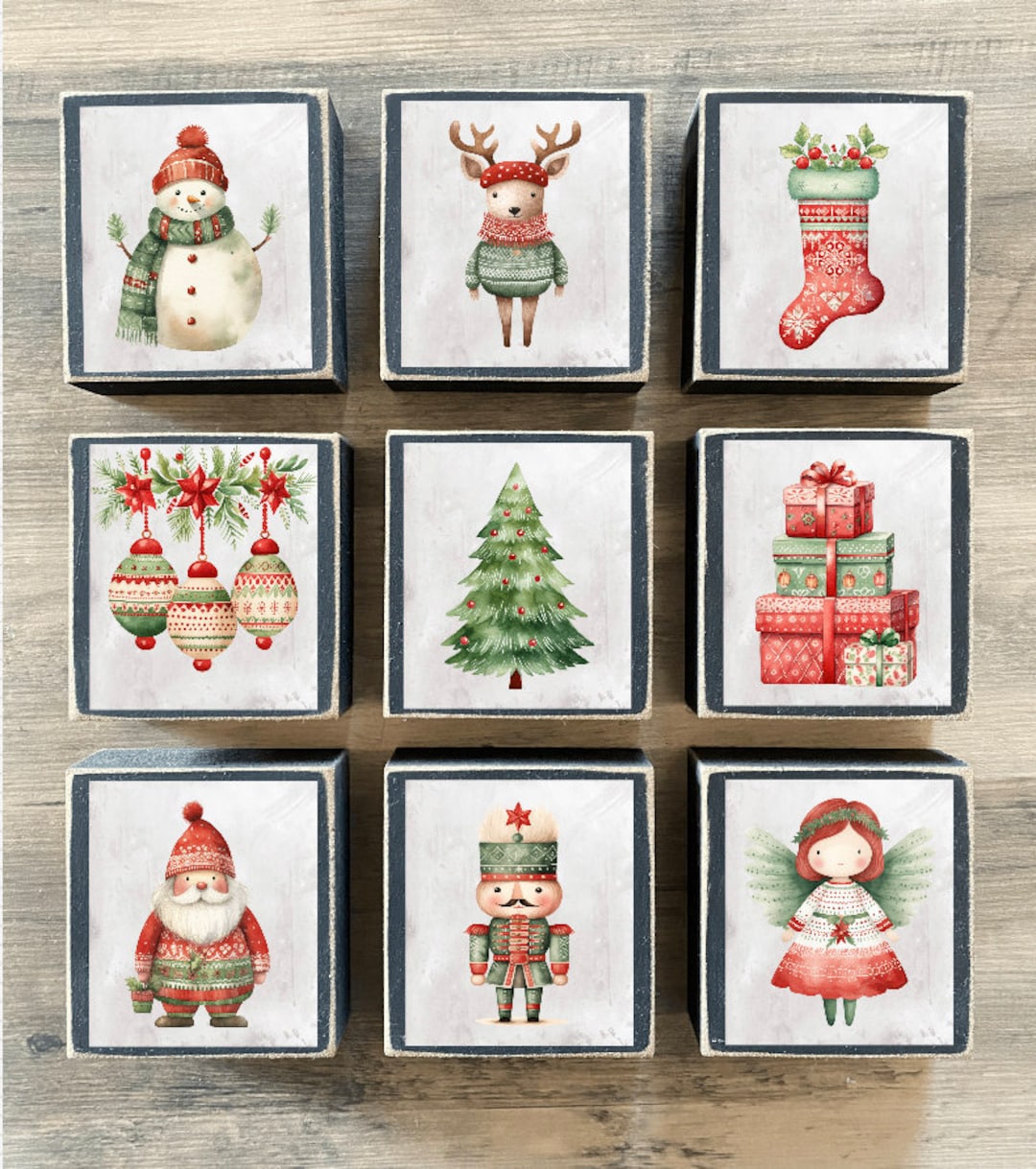 Christmas Decor, Tiered Tray Decor, Mini Sign, Block Sign, Santa ...