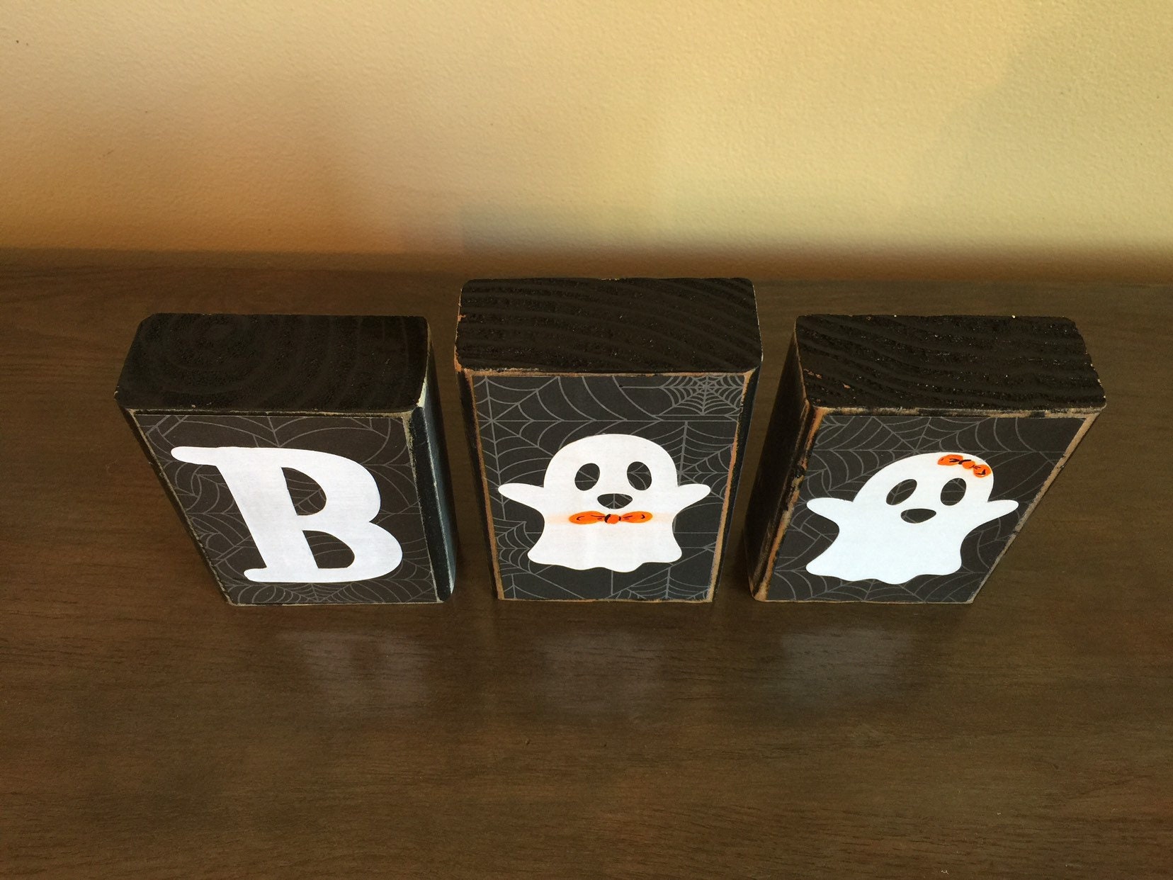 Wood Boo Blocks Wood Halloween Blocks Seasonal Decor - Etsy