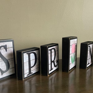 Wood Spring Blocks, Reversible Sign, Spring Decor, Spring Decoration ...