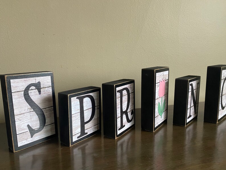 Wood Spring Blocks Reversible Sign Spring Decor Spring | Etsy