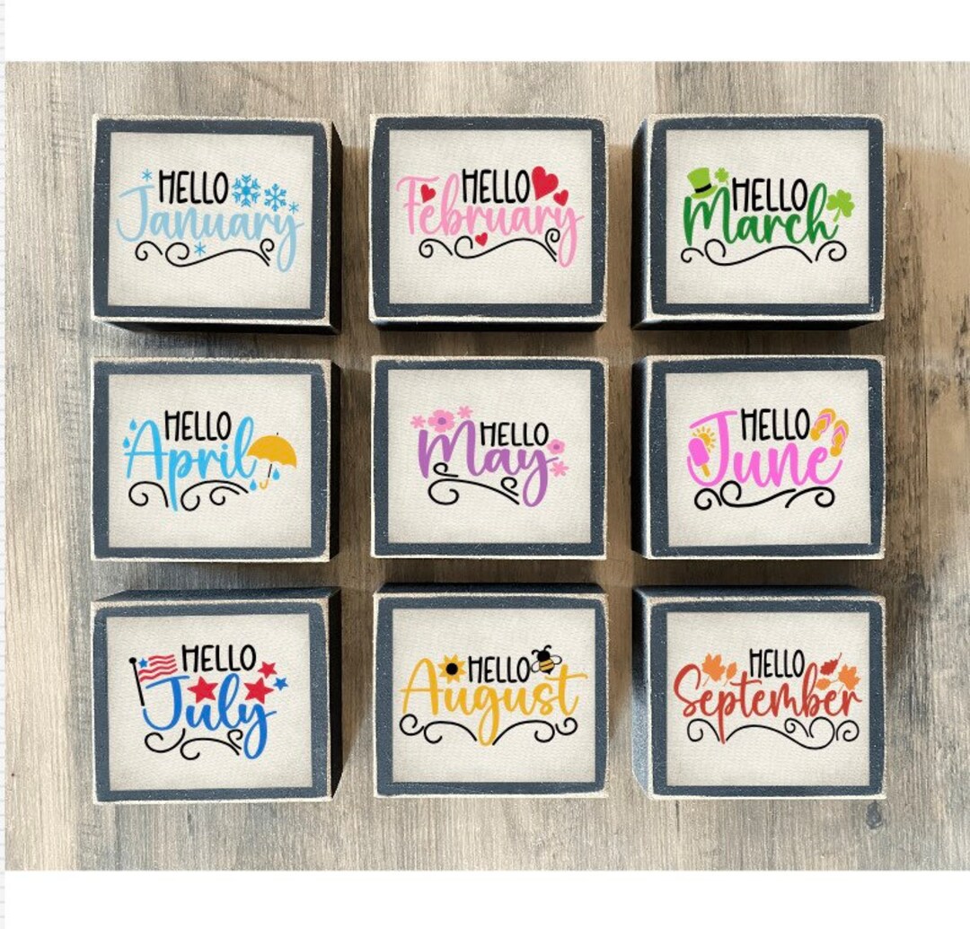 Complete Set, Calendar, Months Decor, Tiered Tray Decor, Mini Block ...