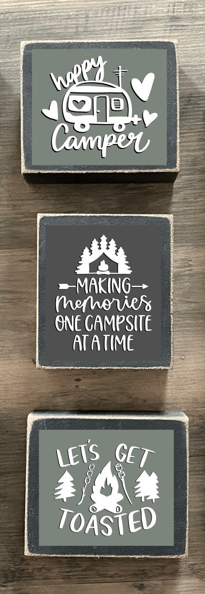 Camping Decor, Summer Decor, Tiered Tray Decor, Mini Camping Sign ...