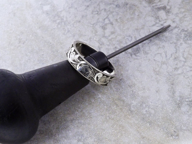 Hand Engraved Sterling Silver Ring | Etsy