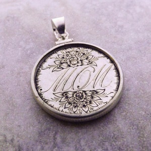 MOM Hand Engraved, Silver Coin, Mothers Day Silver Coin - Etsy