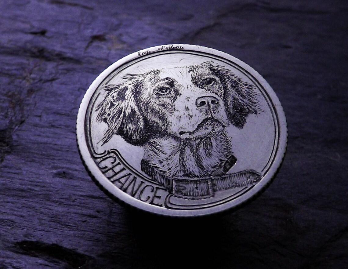 Personalized Pet Love Token on Silver Coin Hand Engraved on - Etsy