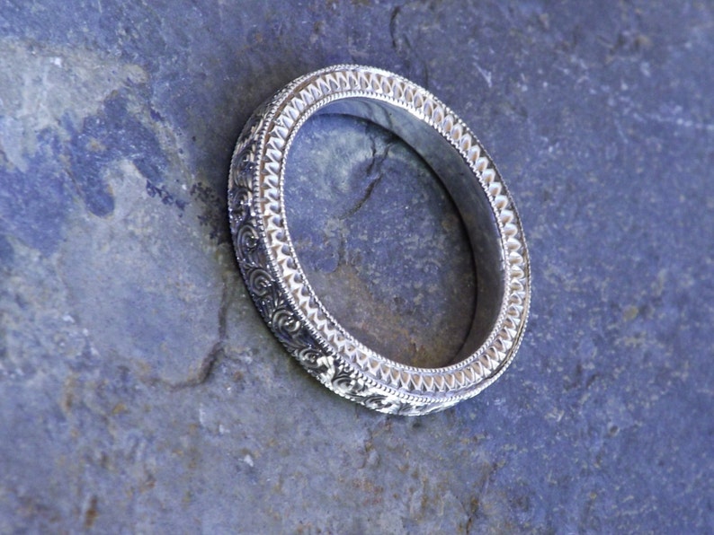 Silver Hand Engraved Sterling Silver Ring | Etsy