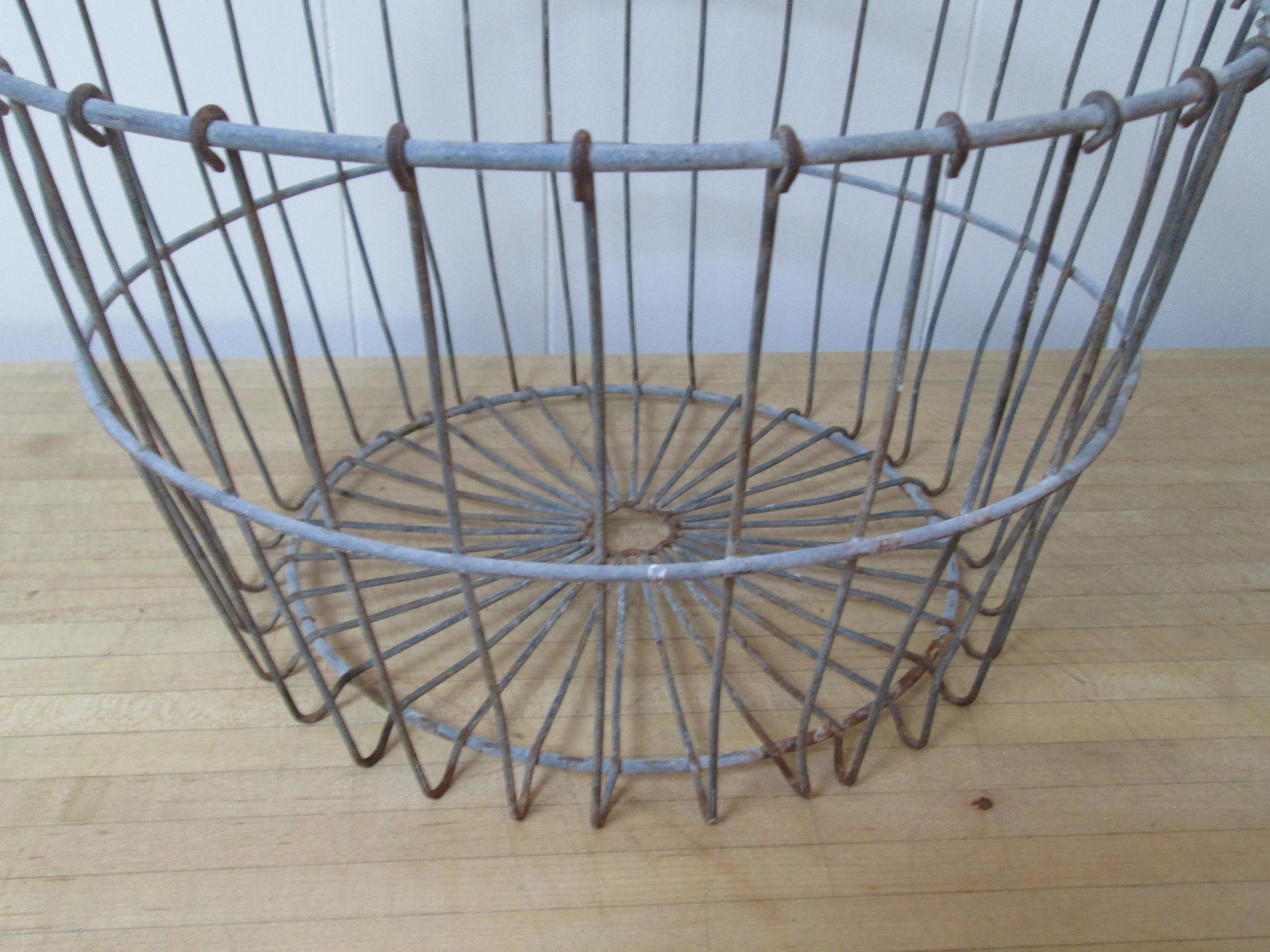 Vintage French Wire Farm Basket, Metal Basket, Vintage Rustic Basket ...