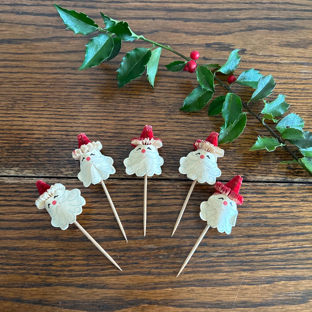 Vintage Little Santa Claus Toothpicks,old Christmas Decor Toothpicks ...