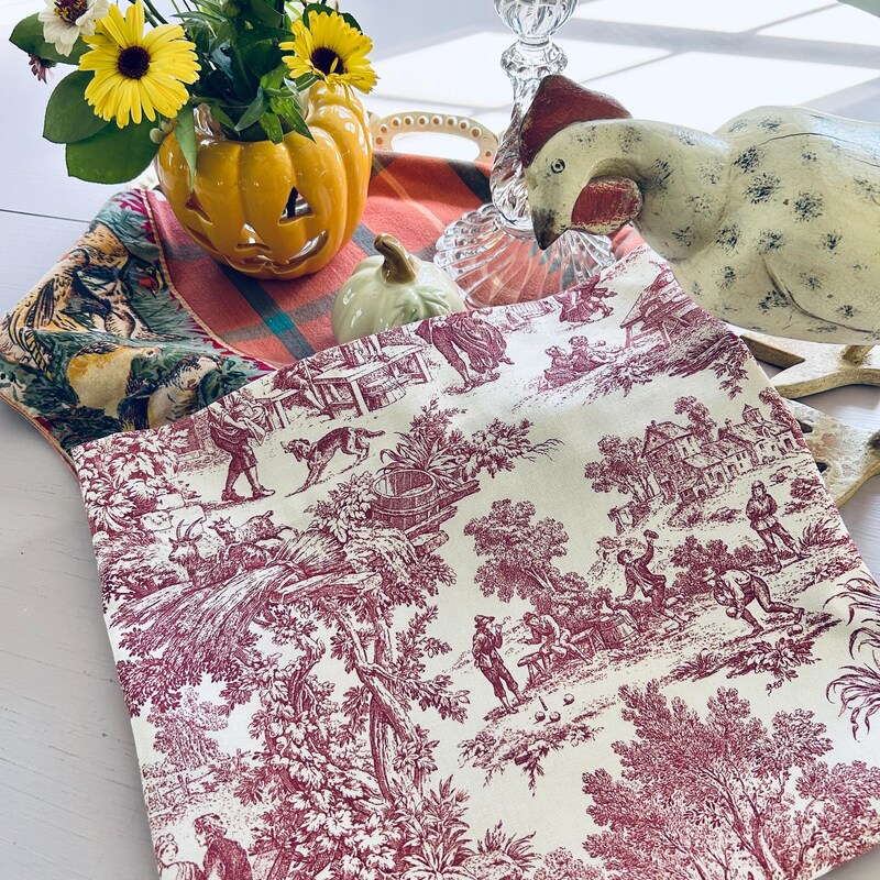 Red Toile Valance - Etsy