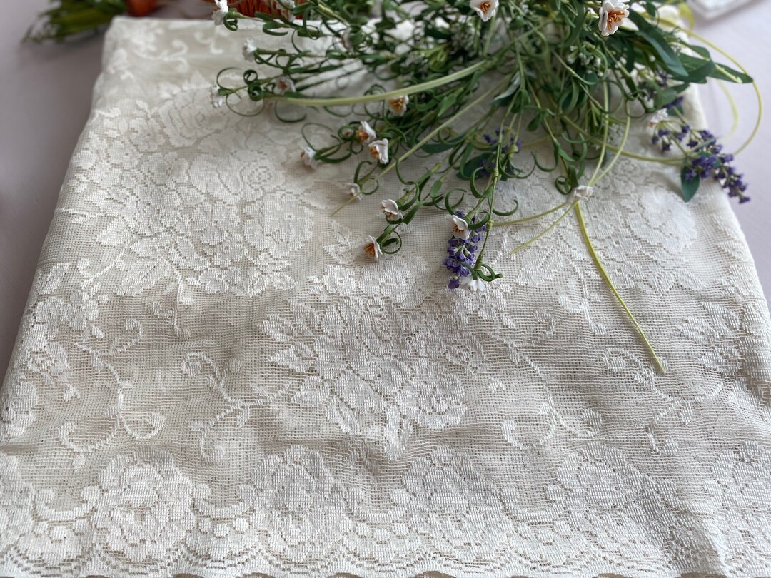 Gorgeous Wide Cream Lace Window Curtain,cream Floral Lace Window Panel ...