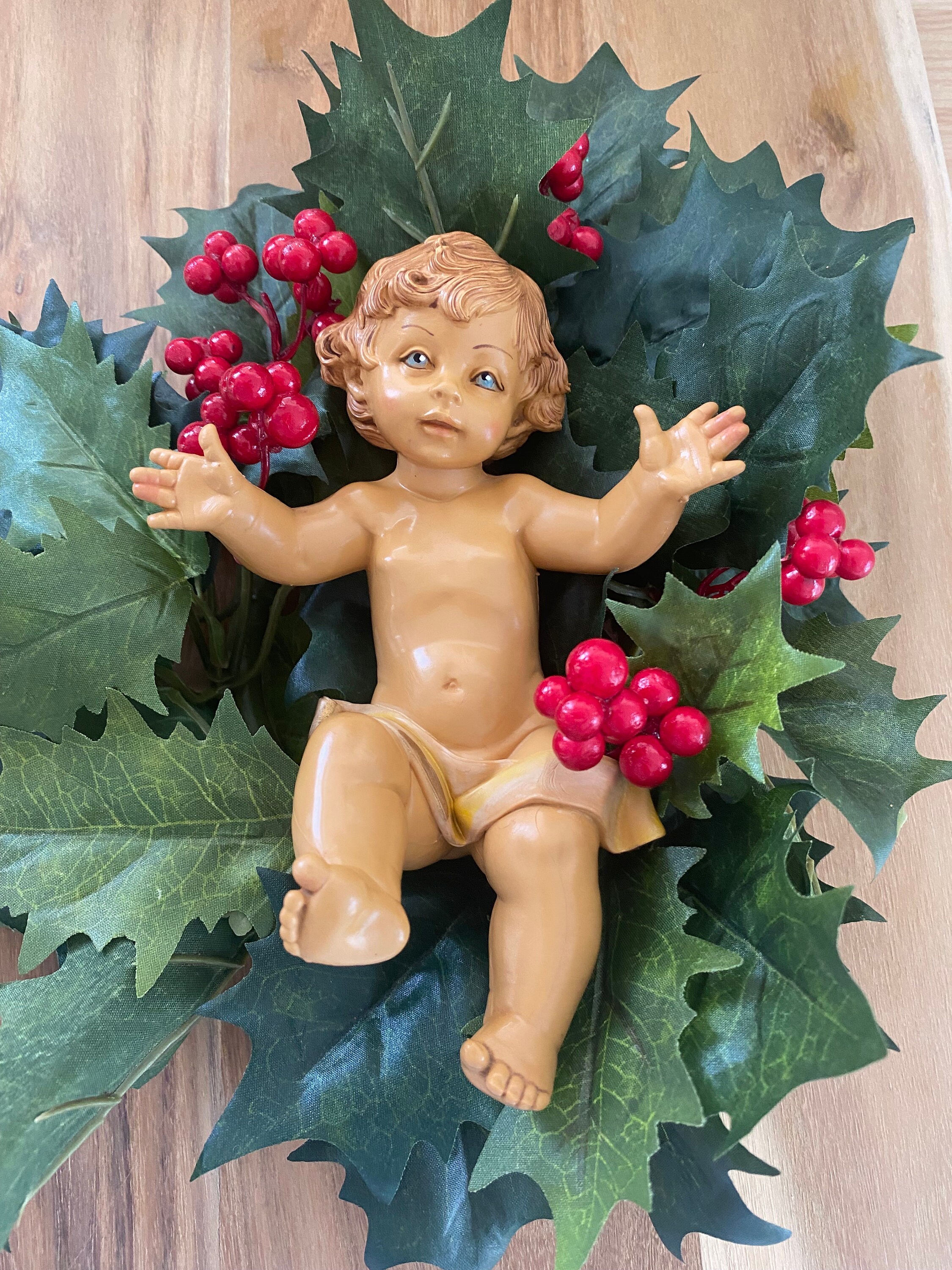 Vintage Large Fontanini Baby Jesus Nativity Shabby Chic Christmas Baby ...