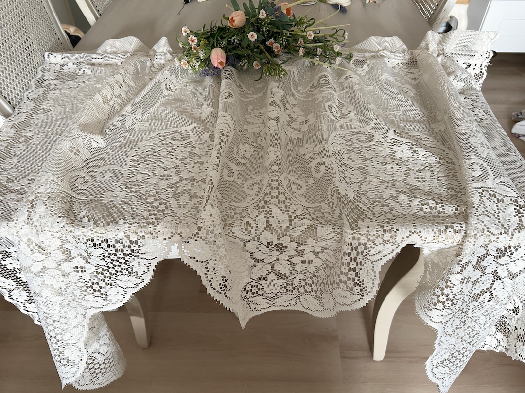 Vintage Light Cream Lace Swag Valance,cottage Lace Curtain, Vintage ...