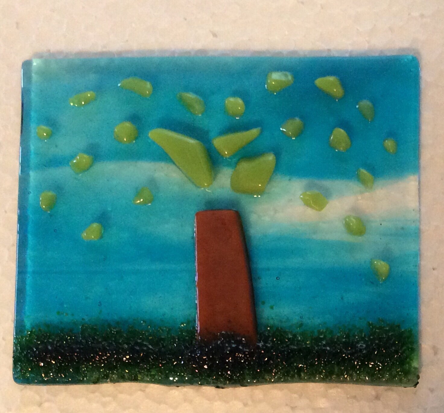OASIS GREEN TREE Fused Night Light Glass Leaves T03 - Etsy