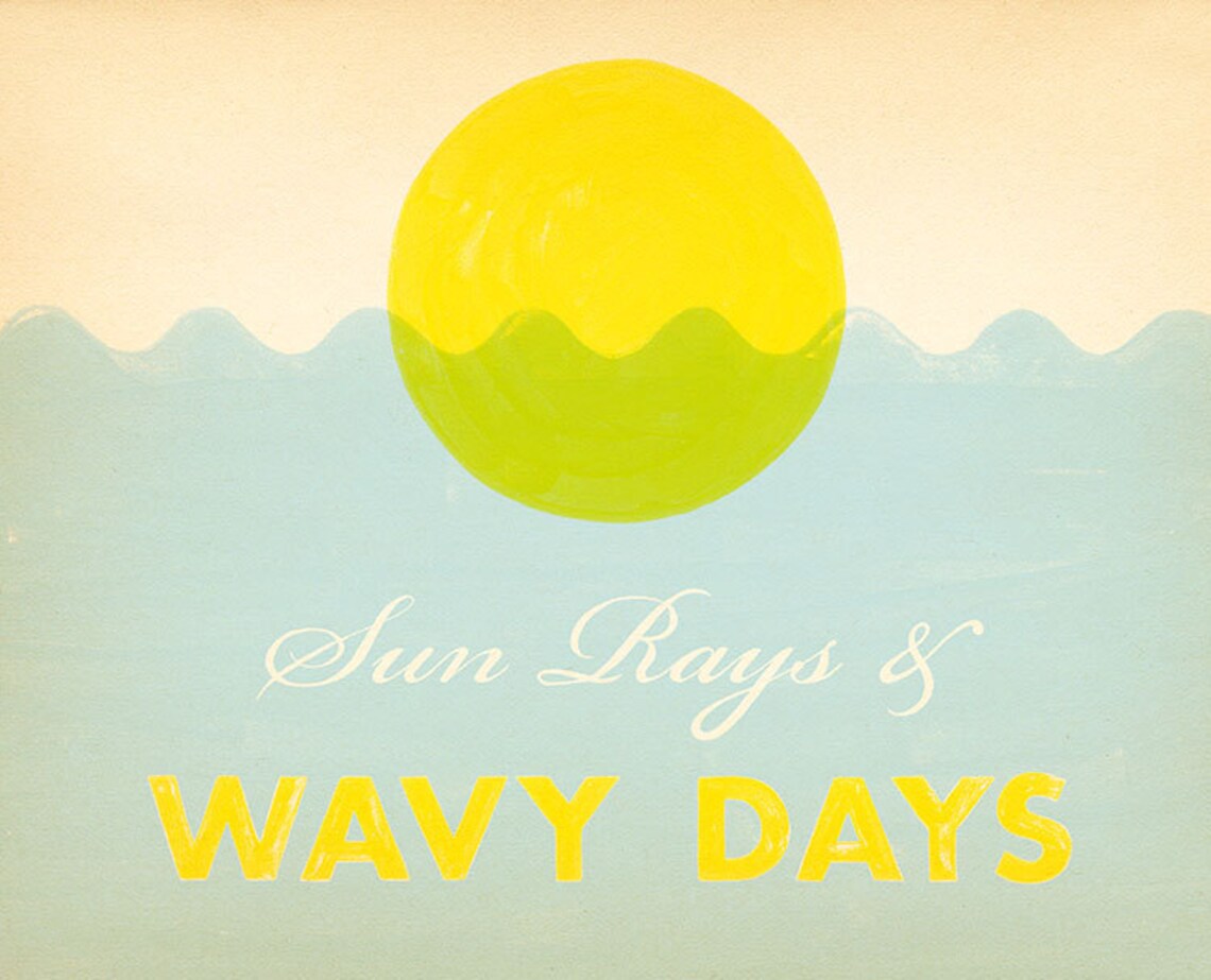 Beach Art Print sun Rays & Wavy Days - Etsy