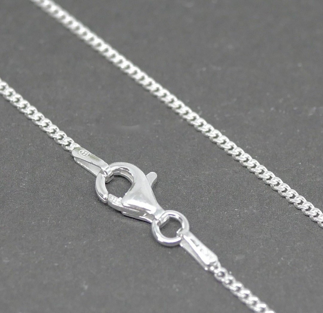 1.4mm Sterling Silver Curb Chain - 42cm, 45cm, 50cm and 55cm - 925 Silver Necklace - 1.4mm Thick ...