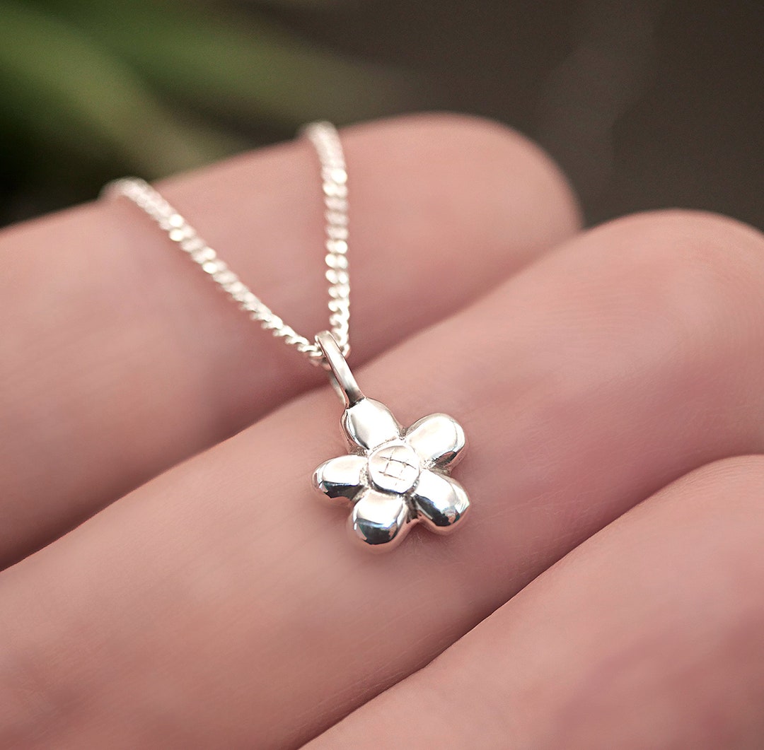 Tiny Flower Handmade Sterling Silver Flower Pendant With Fine Chain by ...