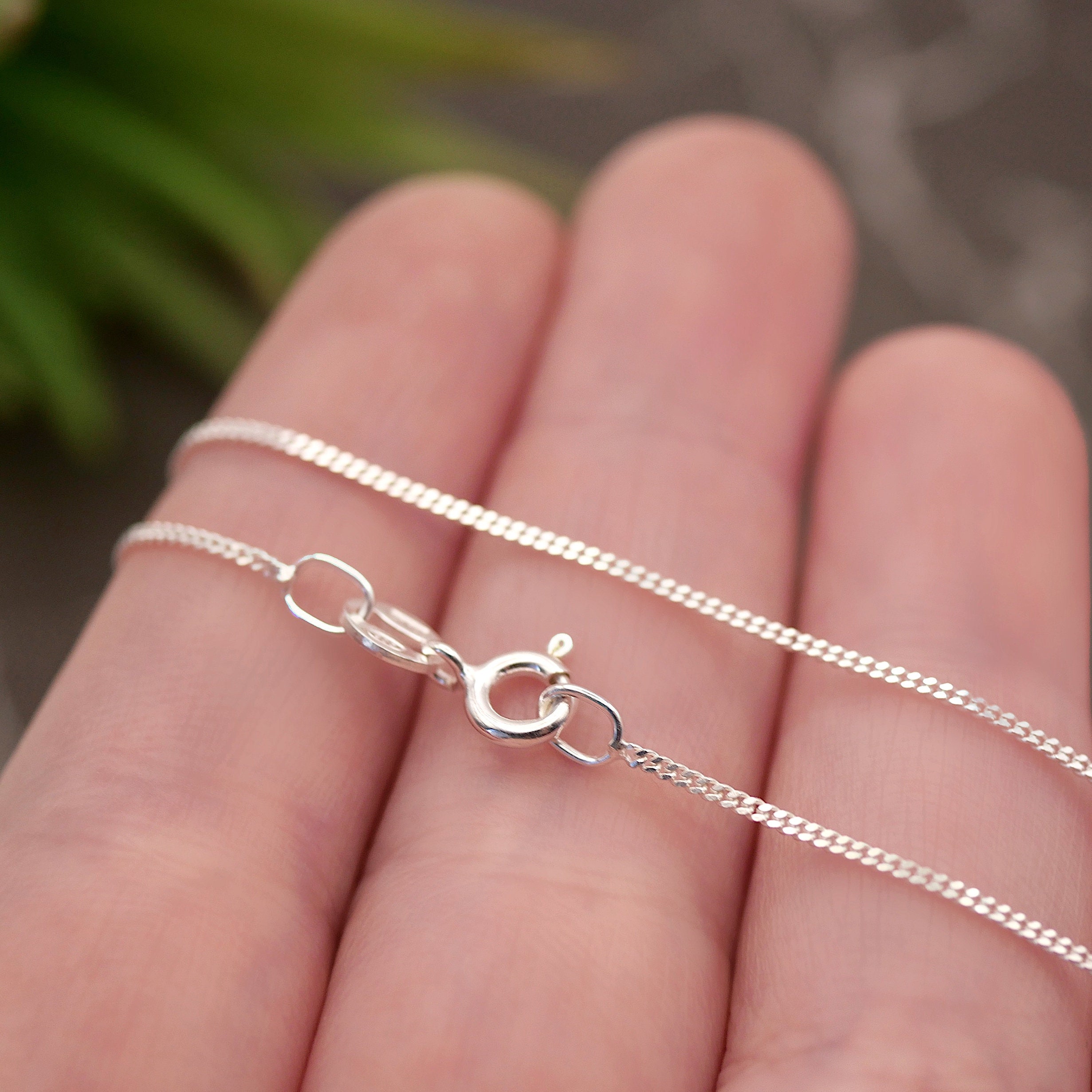 1mm Sterling Silver Fine Chain - 42cm (17inch) and 45cm (18inch) and 50cm (20inch) - Thin Silver ...