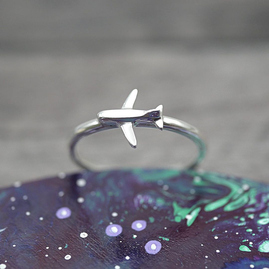 Tiny Plane Ring - Handmade Sterling Silver Aeroplane Ring by Purplefish ...