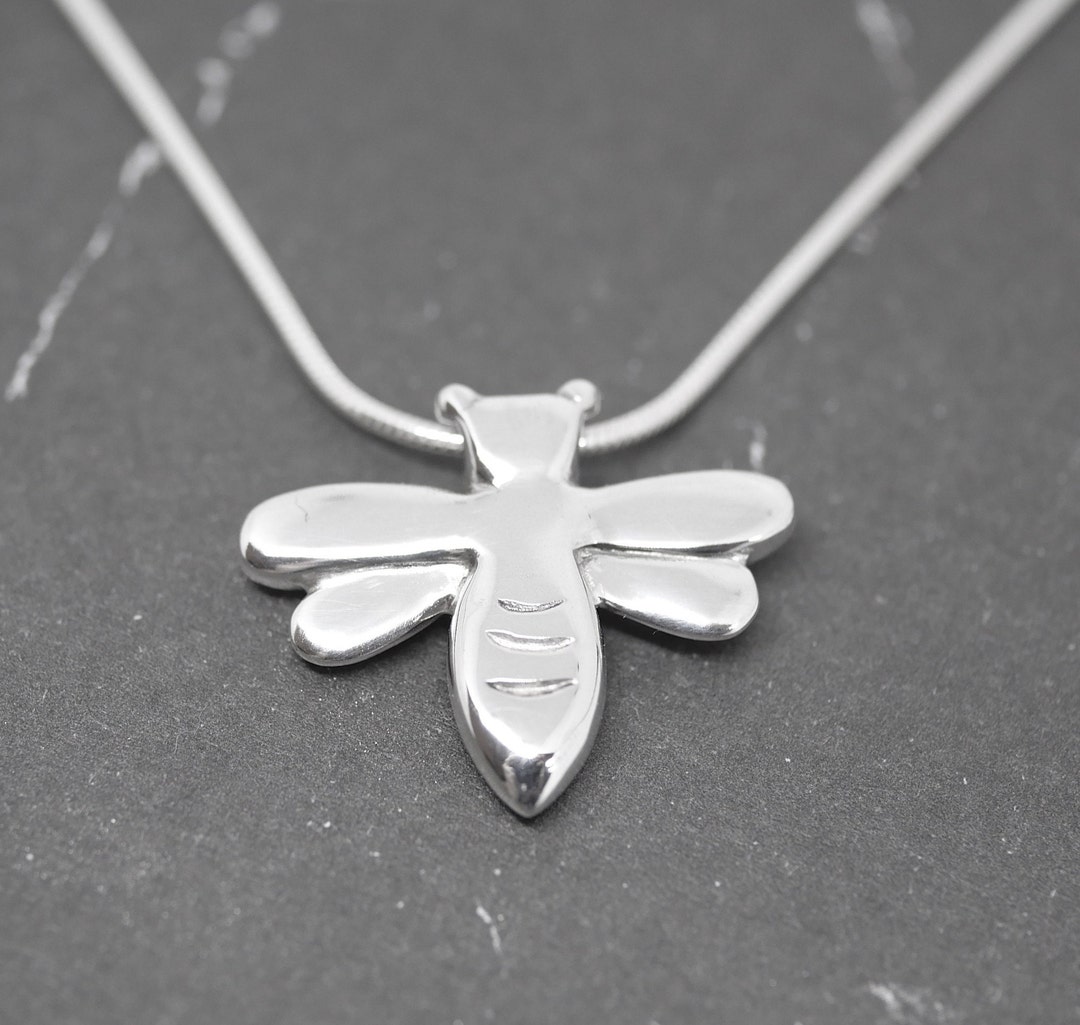 Honey Bee - Handmade Sterling Silver Bumblebee Pendant With Snake Chain ...