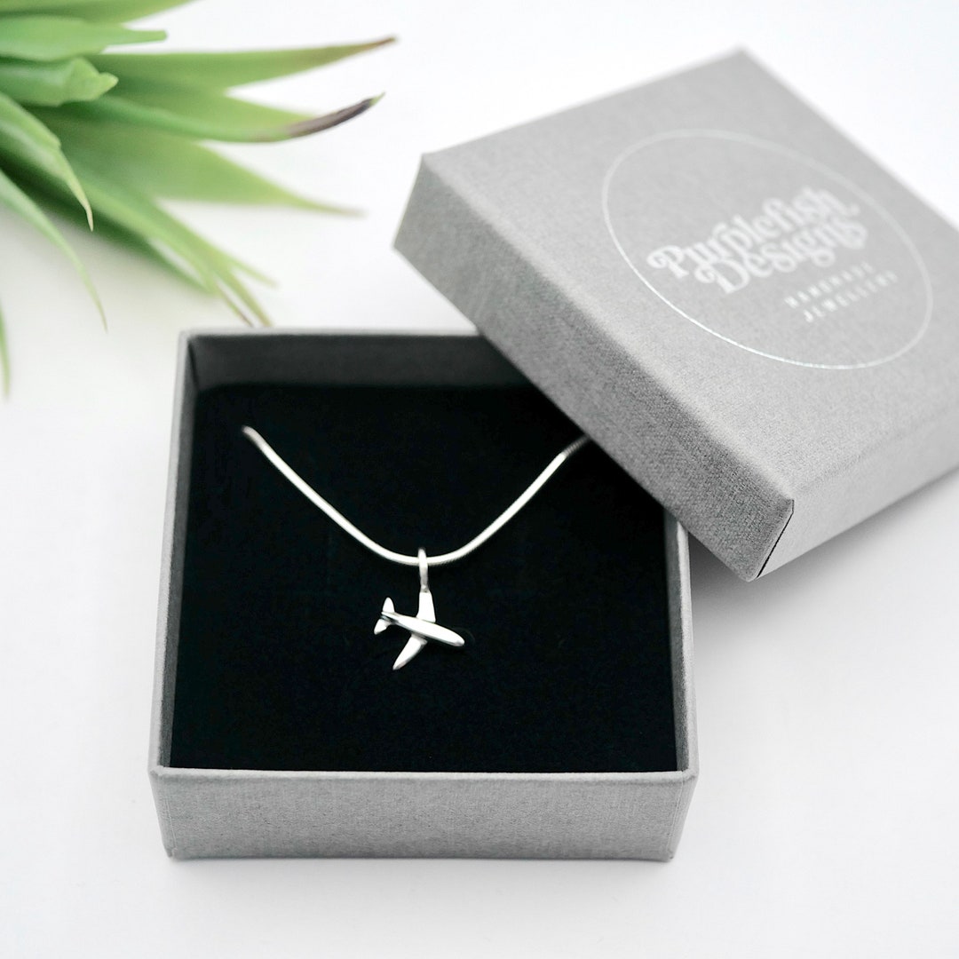 Tiny Plane - Handmade Sterling Silver Aeroplane Pendant on Snake Chain ...