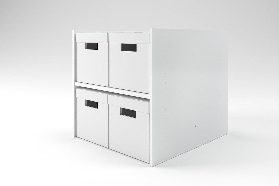 Ikea Kallax Shelf Insert With 4 Cardboard Boxes Storage Boxes | Etsy