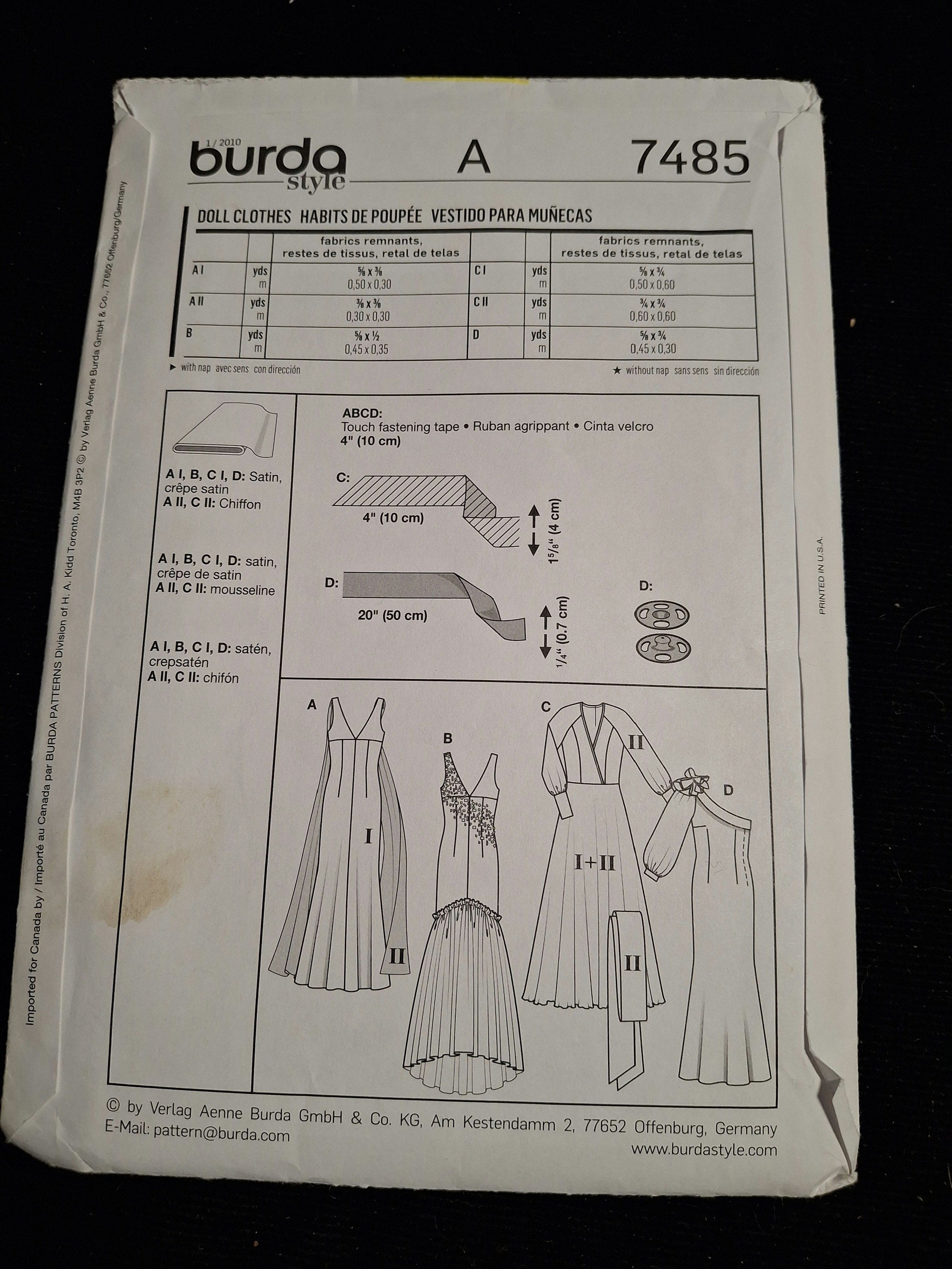 BARBIE Burda 7485 Barbie Doll Clothes Sewing Pattern Complete and UNCUT ...