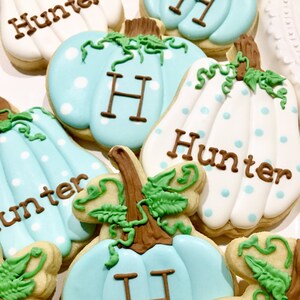12 Large Pumpkin Cookies With Name and Monogram for Baby Showers ...