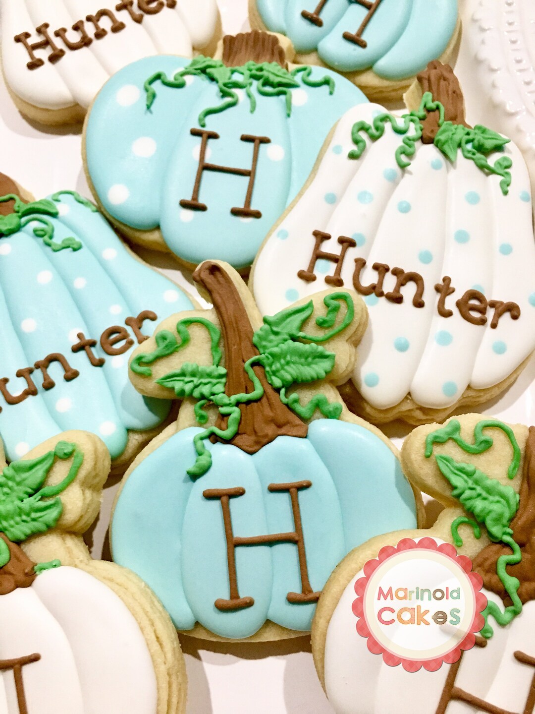 12 Large Pumpkin Cookies With Name and Monogram for Baby Showers ...