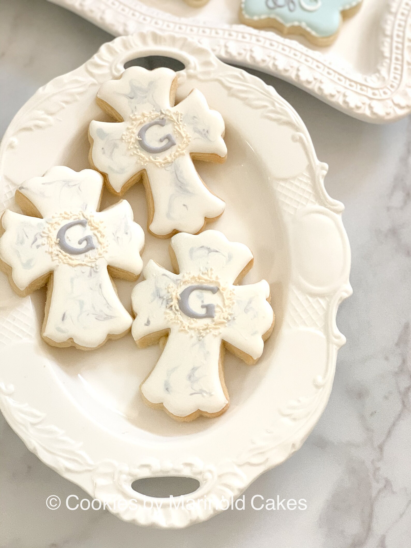 Crucifix or Cross Cookies With Monogrammed Wreath 12 Pieces - Etsy