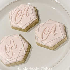 Monogram Hexagon Cookies, 12 Pieces - Etsy