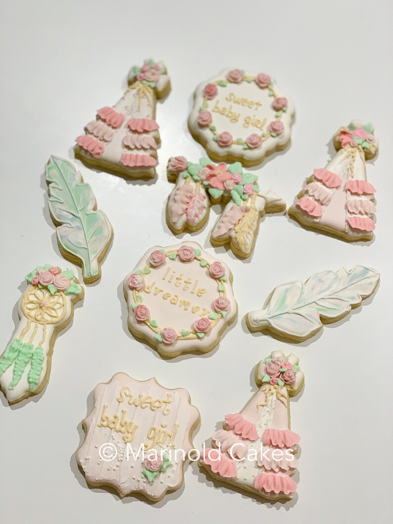 Boho Themed Pink Cookies 12 Pieces - Etsy