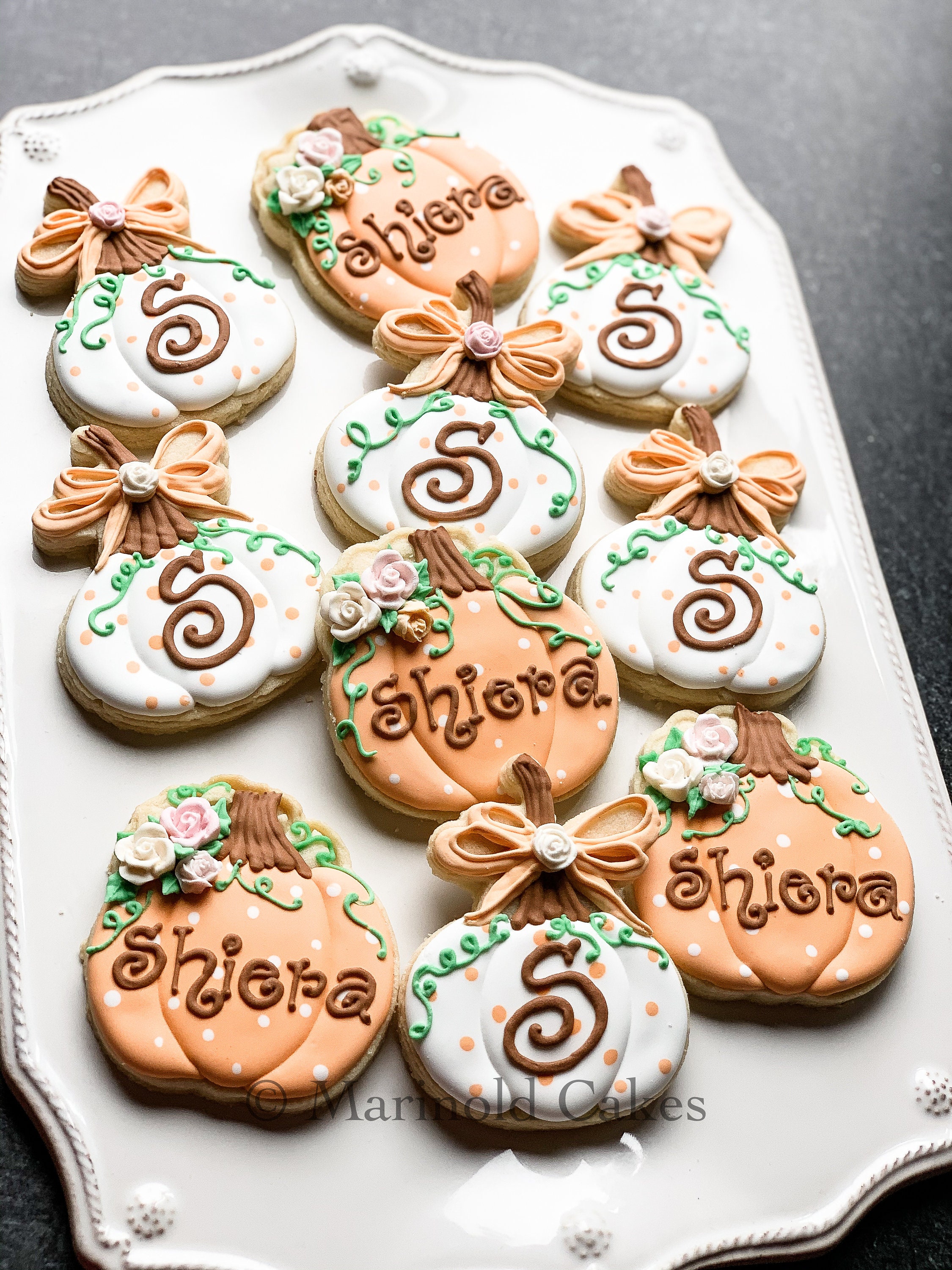 12 Girly Pumpkin Cookies With Name and Monogram for Baby | Etsy