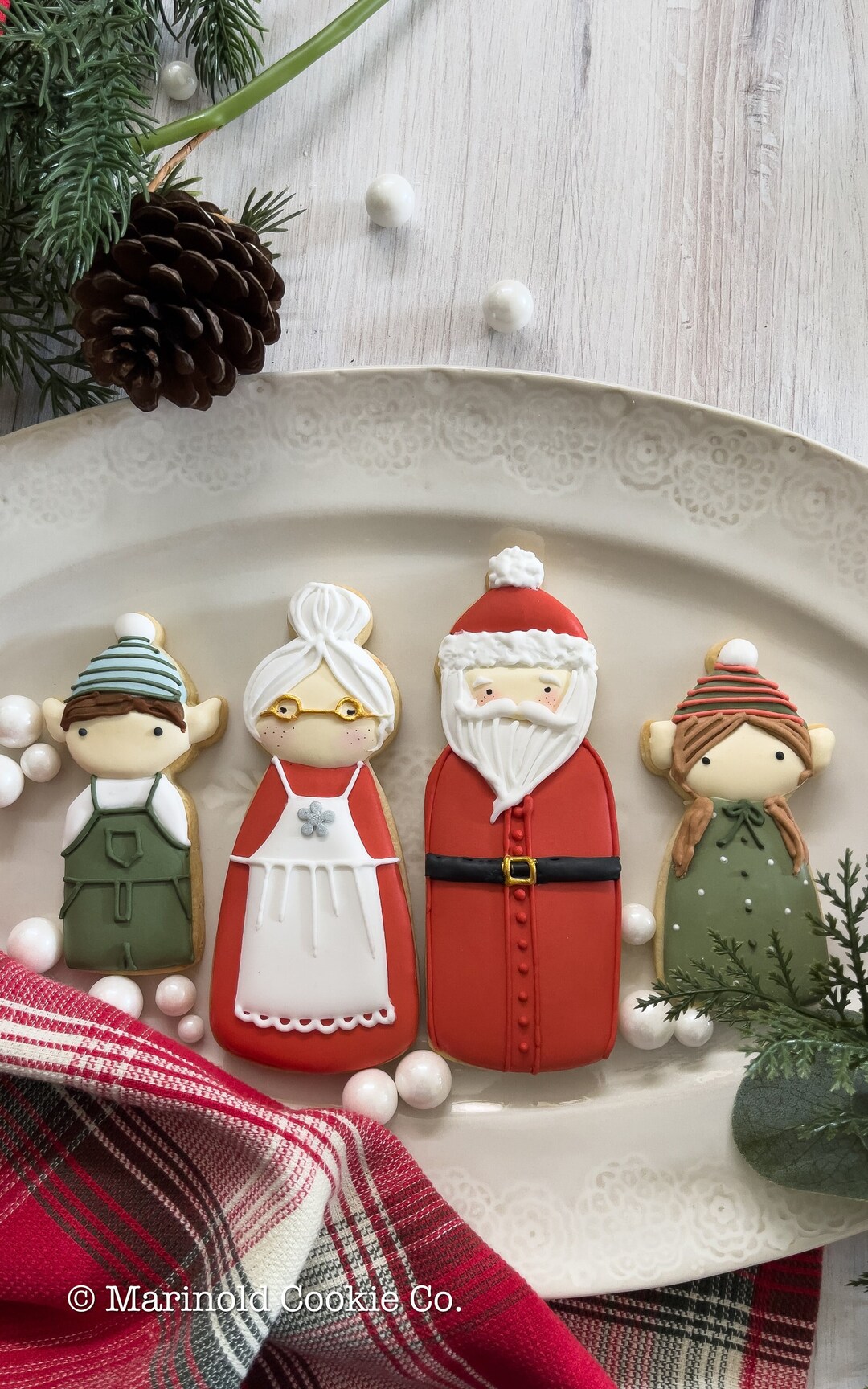12 Pieces Mr and Mrs Santa Claus, Elves, Reindeer, and Christmas Tree ...